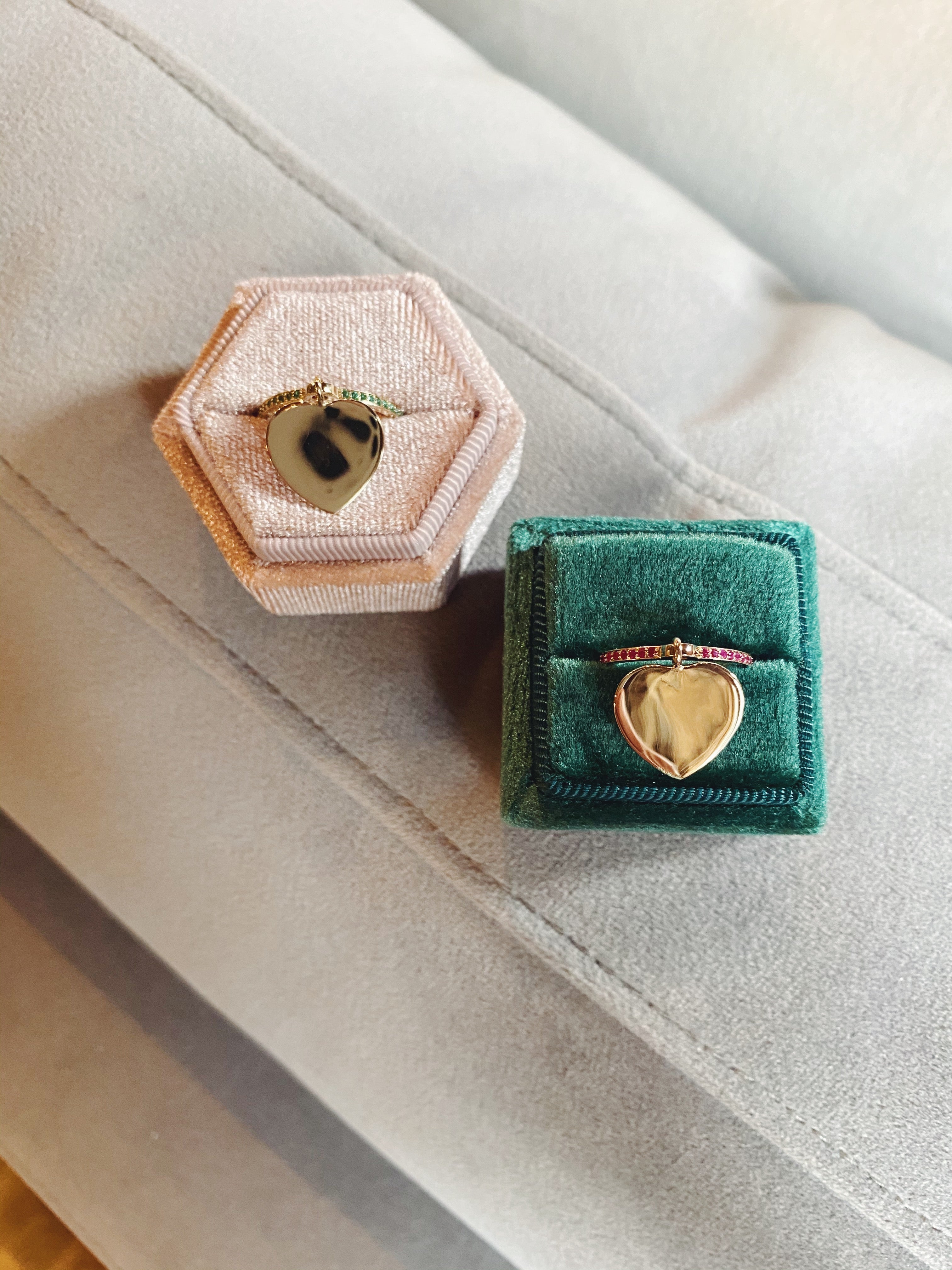 Dolce Amore Gemma Emerald Gold Heart Charm Ring / Dolce Amore – Dolce ...